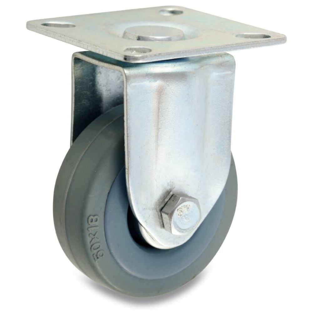 Jasa, Containerhjul med plade, fast, Ø50 mm - Silvan