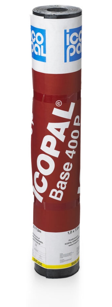 Icopal Base 400 P, Tagpap, sort, 7 m - Silvan