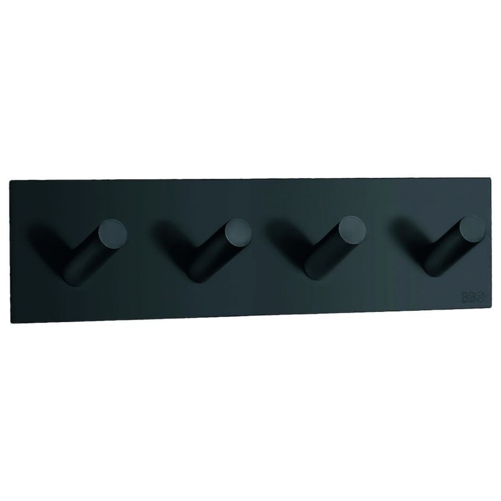 Knagerække m. 4 knager, sort - Silvan