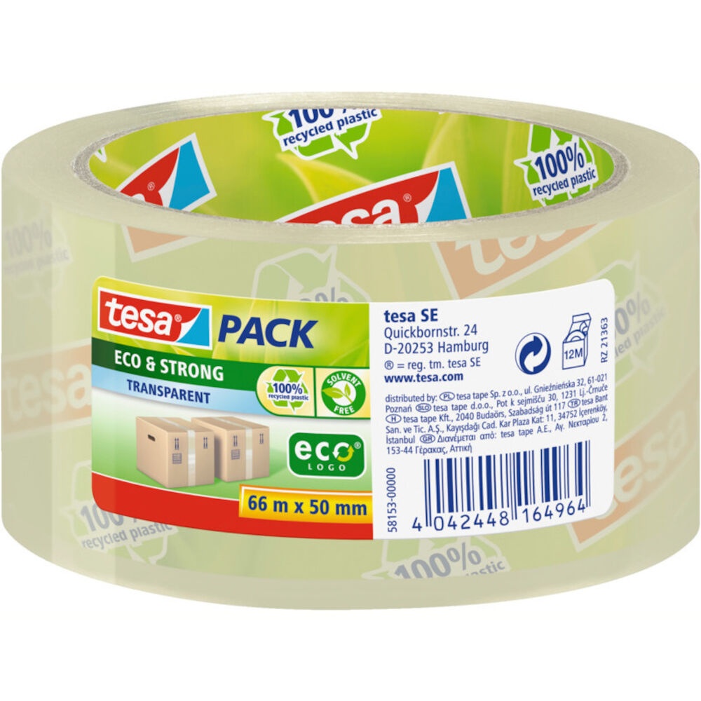 Tesa, Pakketape, Eco & Strong, 50 mm x 66 m - Silvan