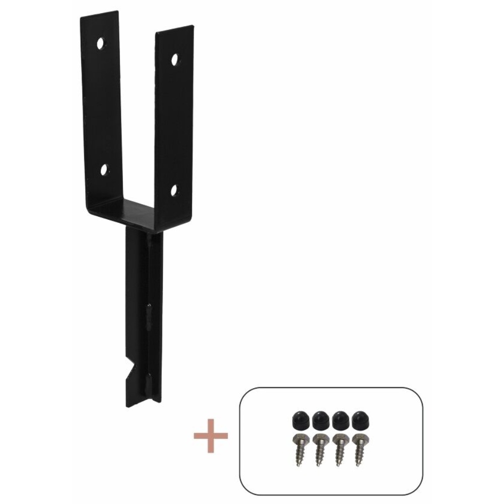 Plus, U-stolpefod t/nedstøbning, 9x9 cm, varmgalvaniseret - Silvan
