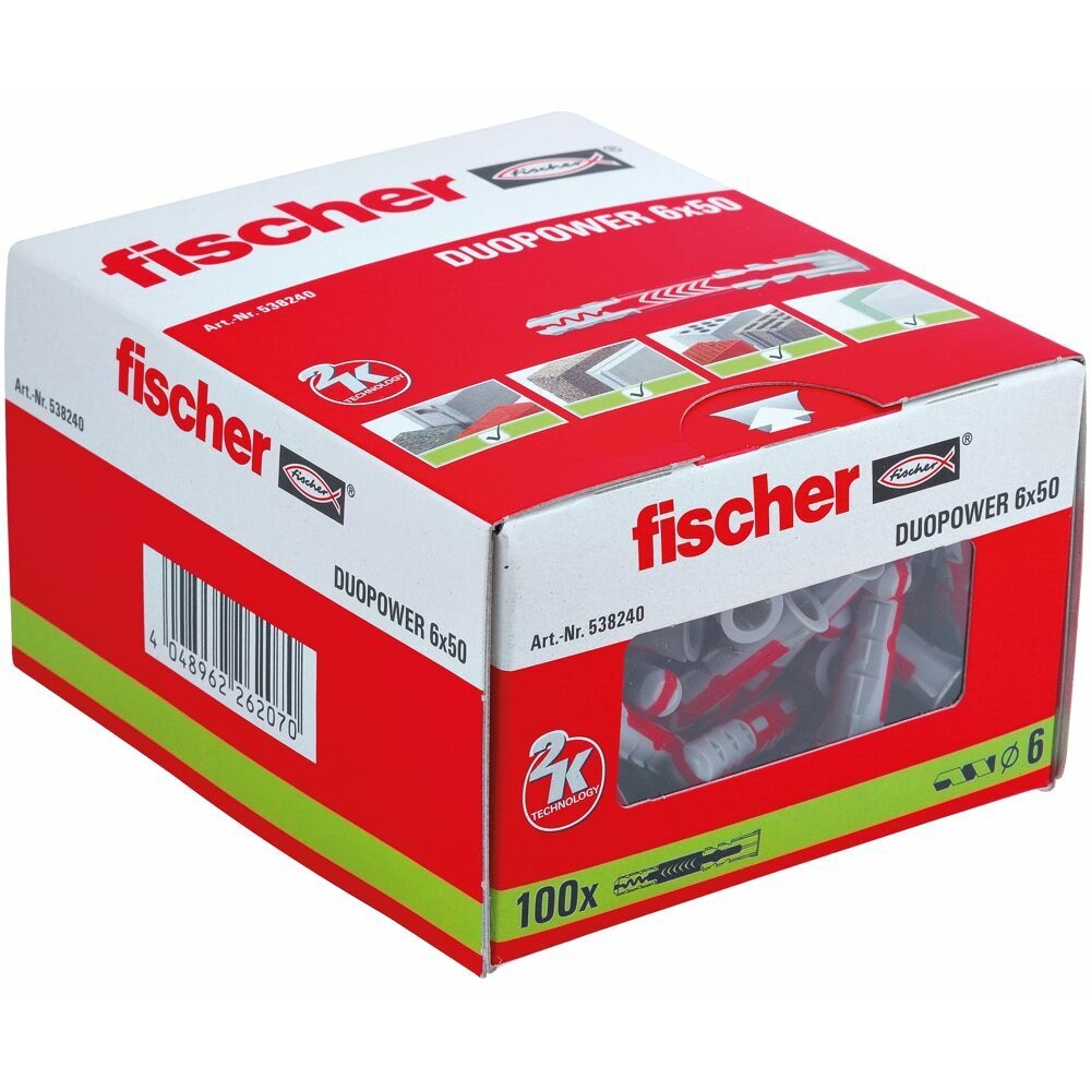 Fischer, Universalplugs, DuoPower, 6x50 mm, 100 stk. - Silvan