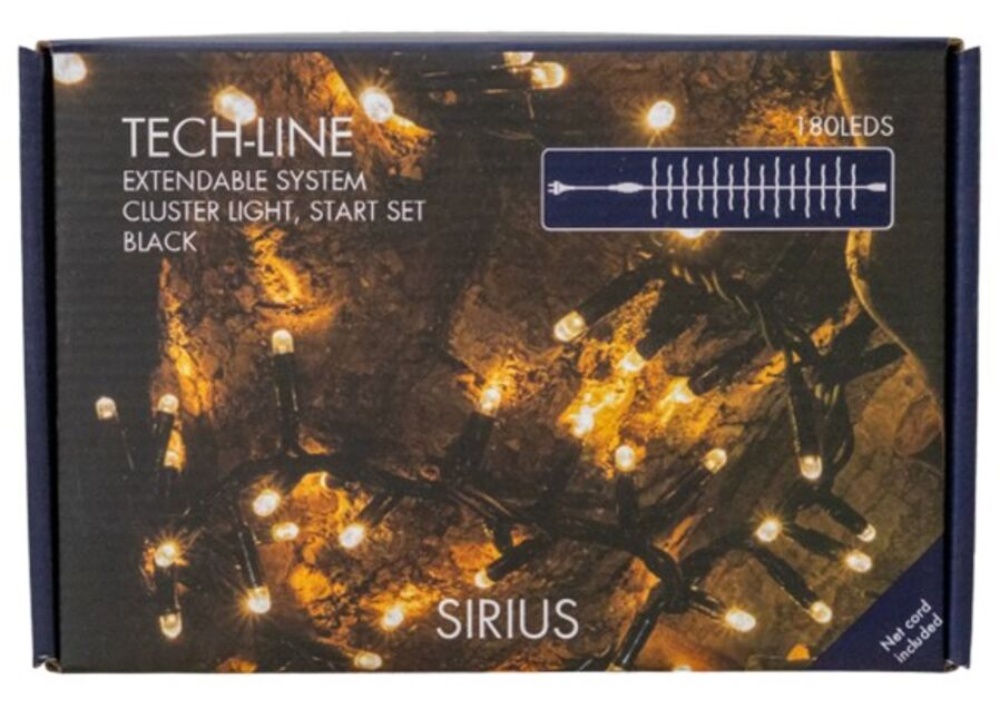 Sirius Tech-Line, Klyngelyskæde, startsæt, 3 m, 180 LED - Silvan