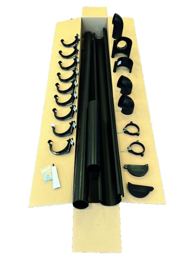 Rias, Tagrendesæt, 4 m, sort - Køb Tagrender & nedløbsrør online