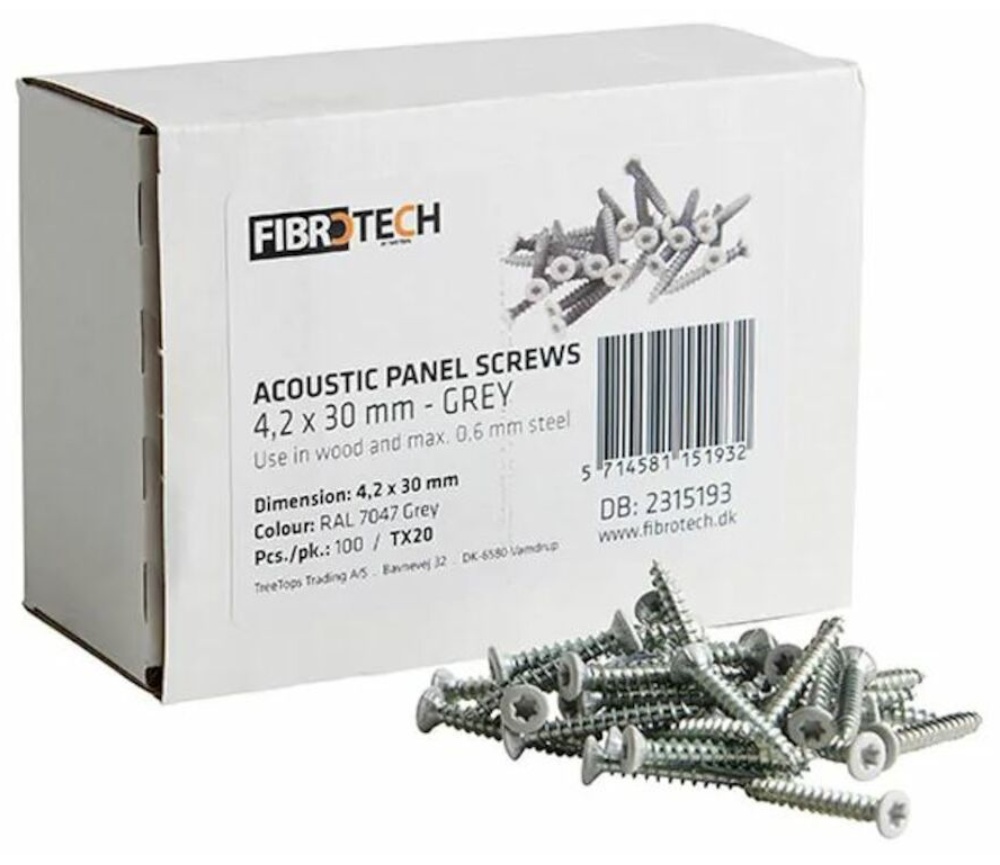 FibroTech, Panelskruer, grå, 4,2x30 mm, 100 stk. - Silvan