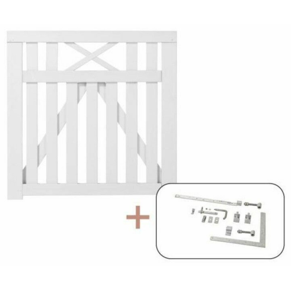 Plus Vinesse, Enkeltlåge, 100x98 cm, hvid - Køb Havelåger online