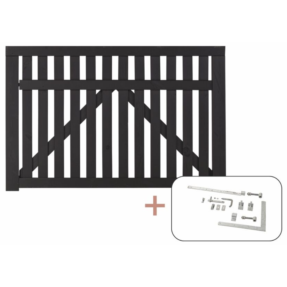 Plus Country, Bred enkeltlåge, 150x98 cm, sort - Køb Havelåger online