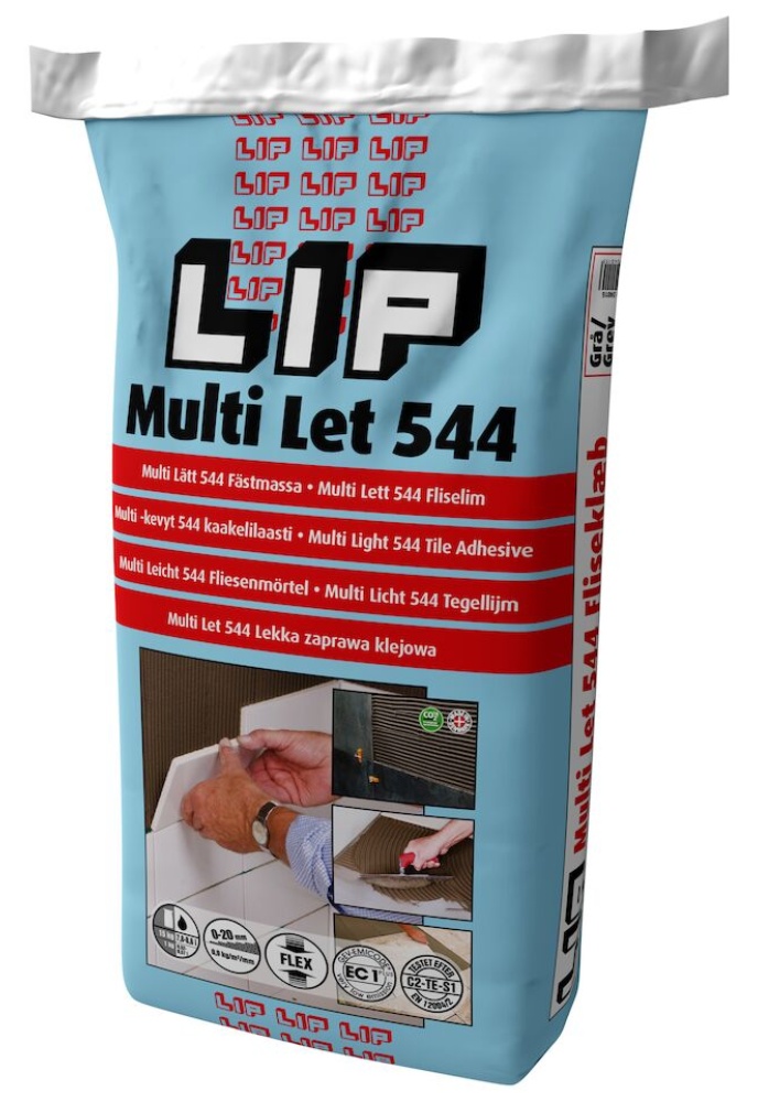 LIP 544, Fliseklæb, Multi Let, grå, 15 kg - Silvan