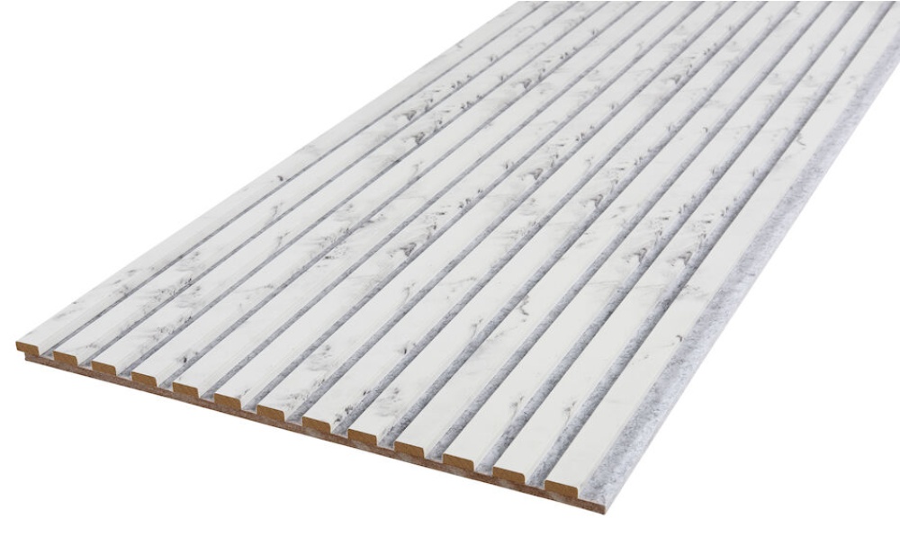 FibroTech, Akustikpanel, Stone, Marble White, 18x520x2440 mm - Silvan