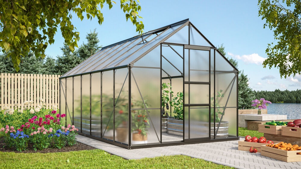 Vitavia Merkur 11500, Drivhus m/sokkel, sort, 11,5 m² - Silvan