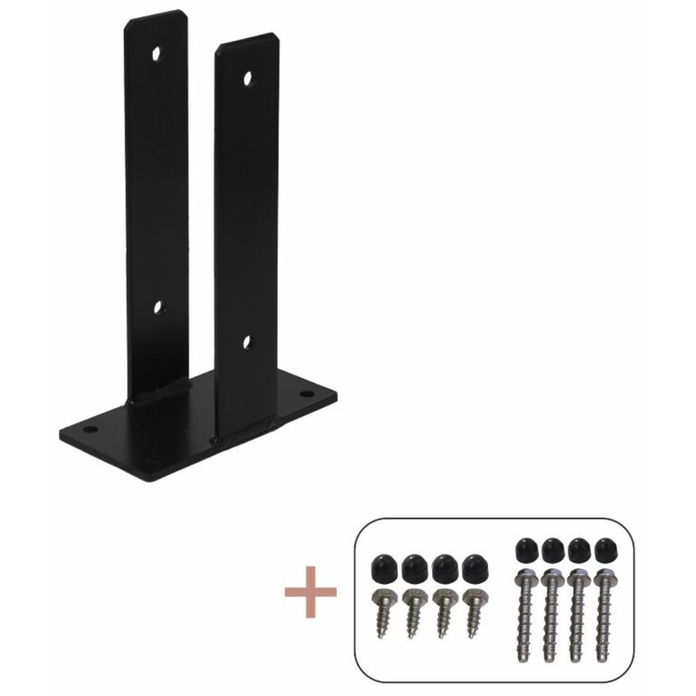 Plus, U-stolpefod t/fundament, 9x9 cm, pulverlakeret - Silvan