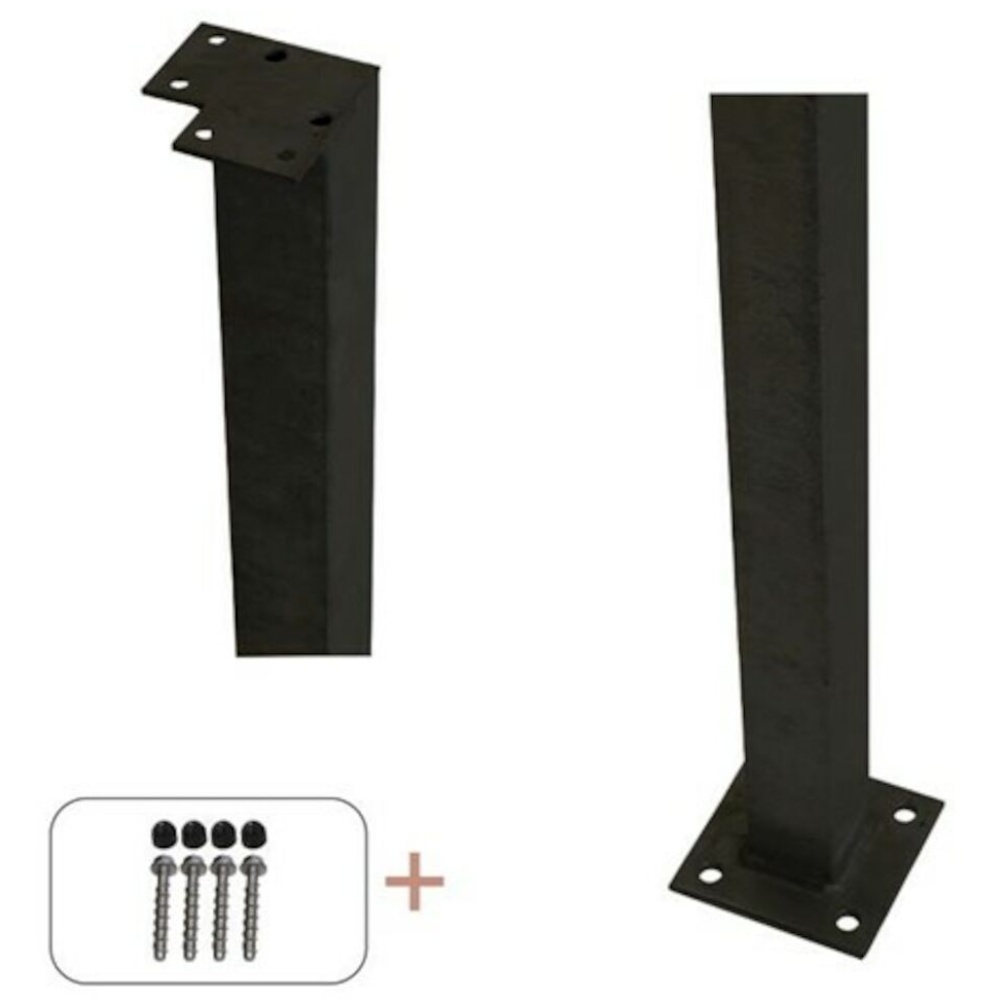 Plus, Håndliste-stolpe m/fod, 4,5x4,5 cm, sort - Silvan