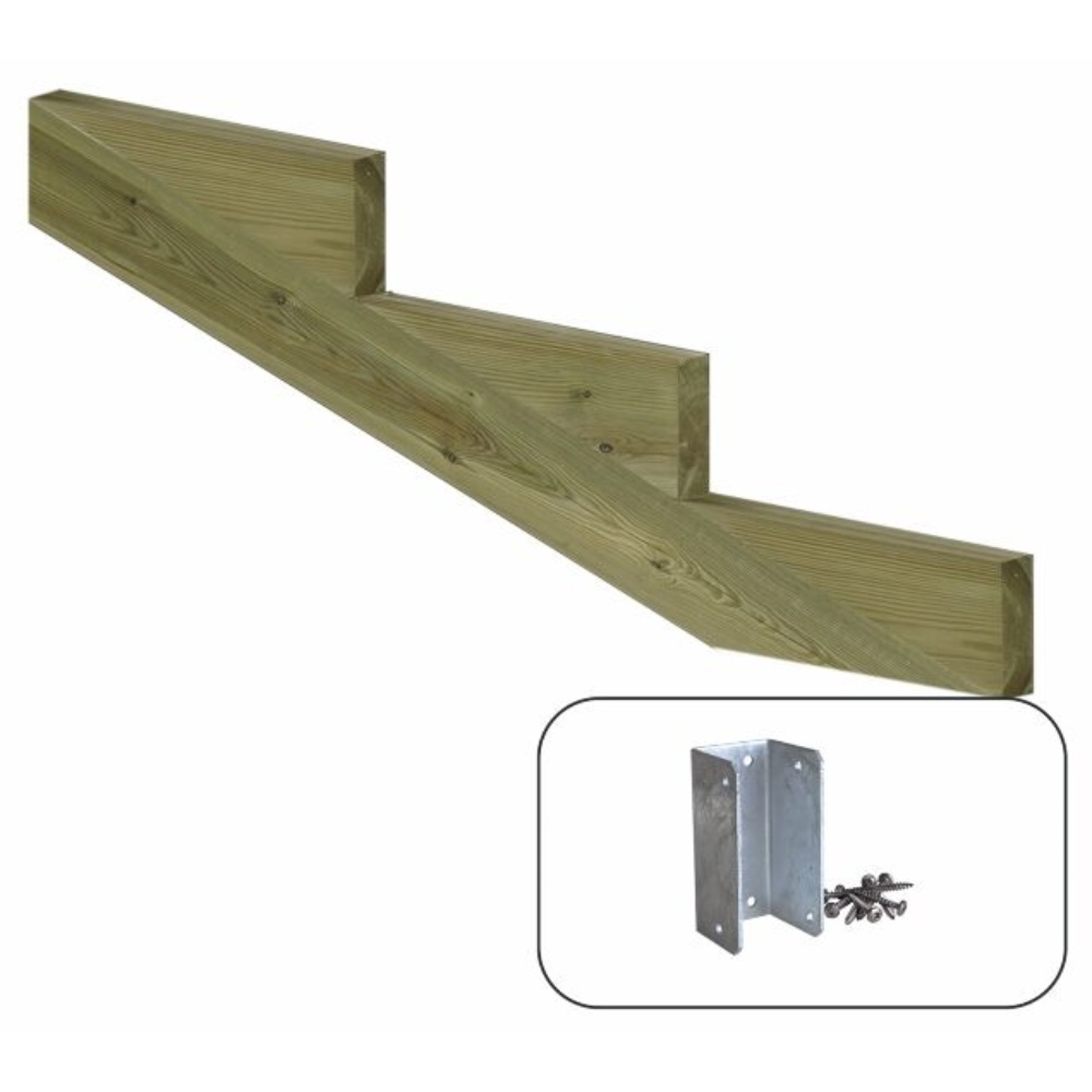 Plus, Trappevange, 3 trin, trykimprægneret - Silvan