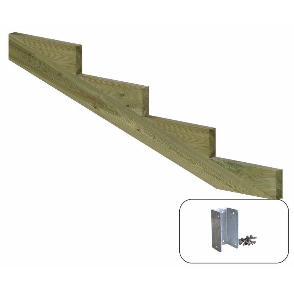 Plus, Trappevange, 4 trin, trykimprægneret - Silvan