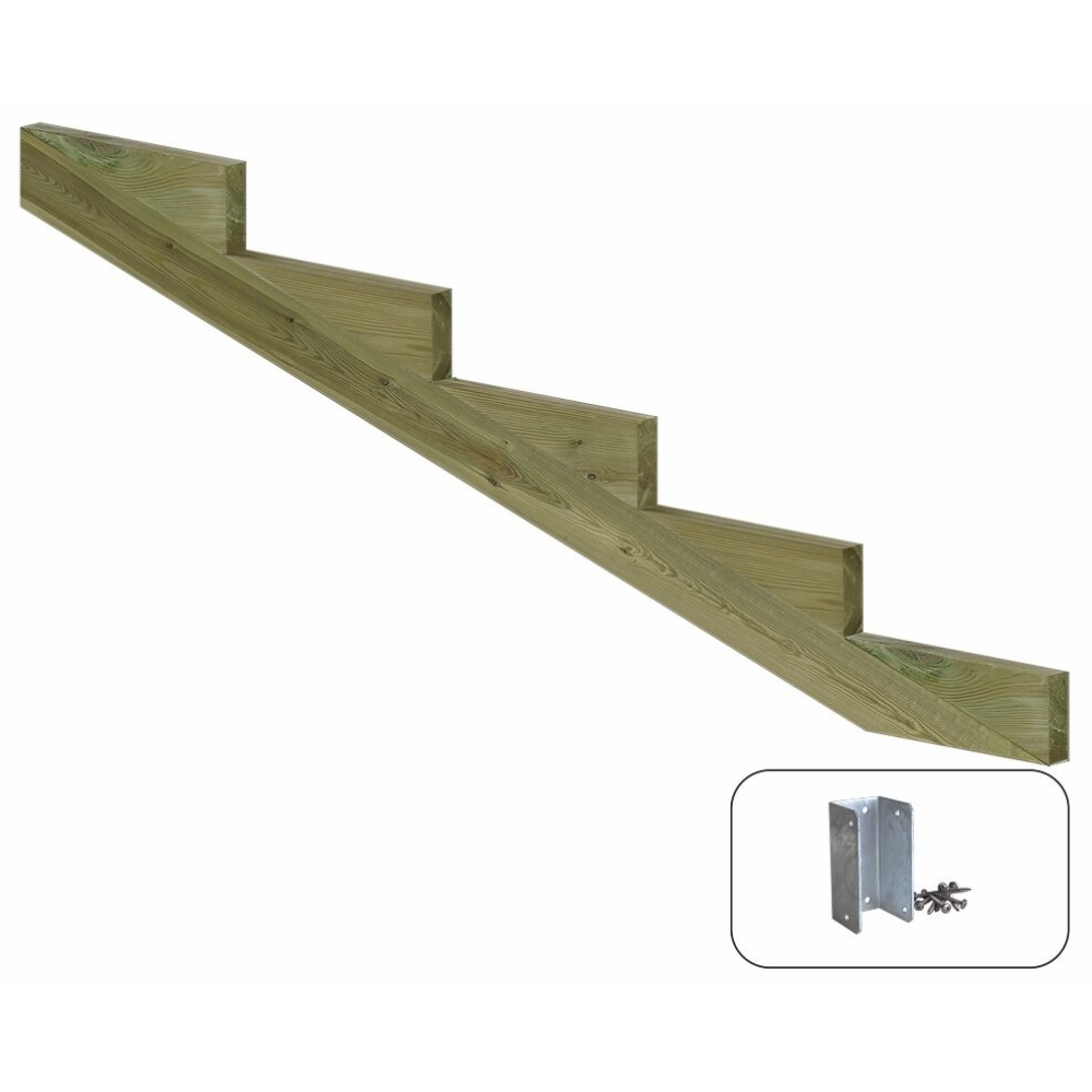 Plus, Trappevange, 5 trin, trykimprægneret - Silvan