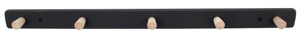 Knagerække, m. 5 knager, natur/sort - Silvan