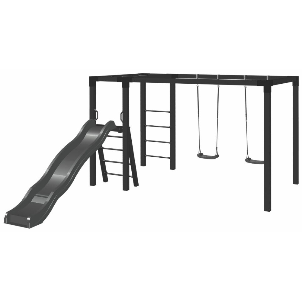 Plus Daylife model 3, Gyngestativ m/2 gråsorte gynger, sort - Køb ...