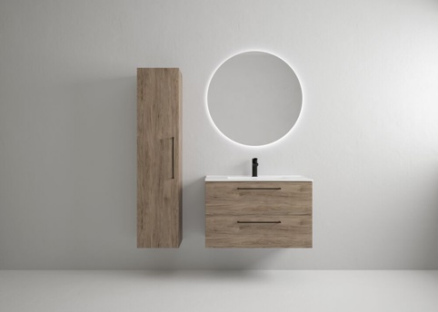 Milobad, Underskab inkl. vask, Milano, 90 cm, mørk eg - Silvan