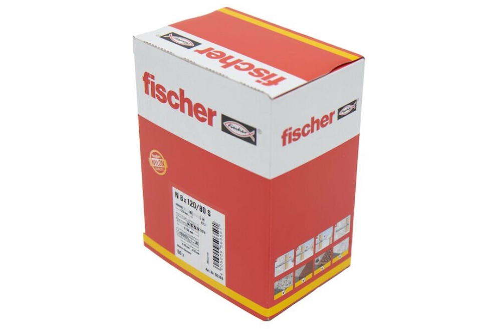 Fischer, Sømplugs med skrue, N-S, 8x120 mm, 50 stk. - Silvan