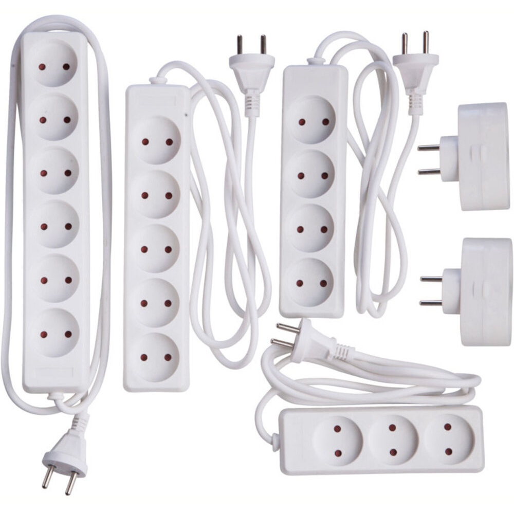 Stikdåser, sæt m. 6 dele, 1,5 m ledning, u/jord - Silvan