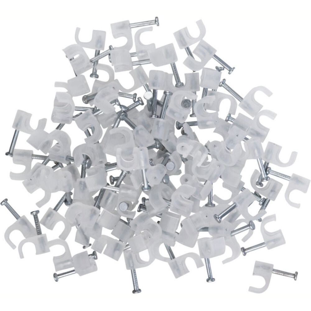 Ledningsclips, rund, transparent, 100 stk. - Silvan