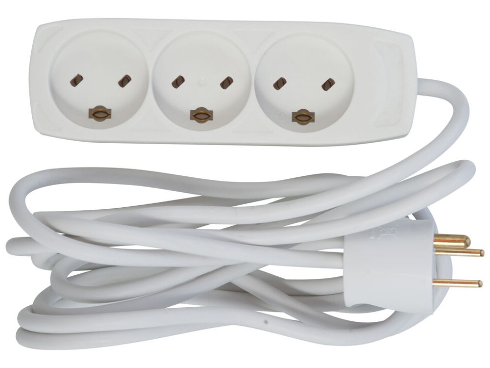 EDB-stikdåse, m. ledning, 3 udtag - Silvan