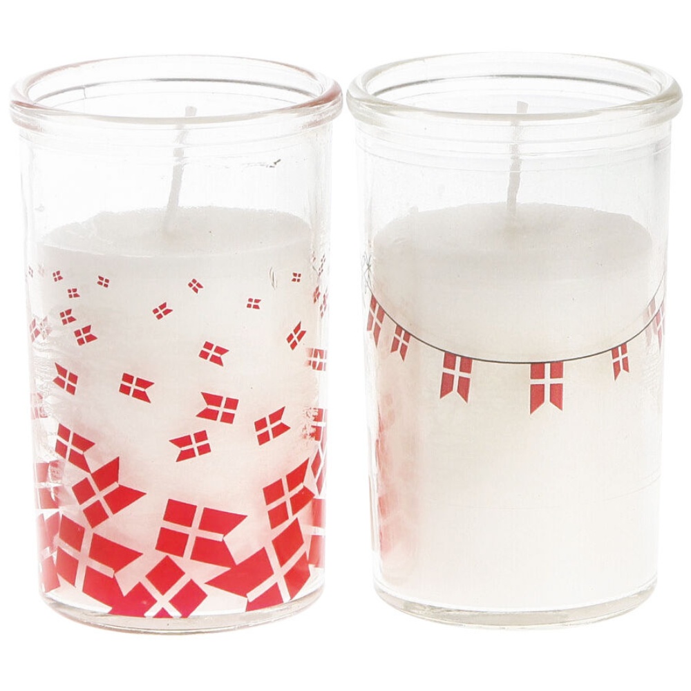 Stearinlys m/flag, Ø6 cm, assorteret - Silvan