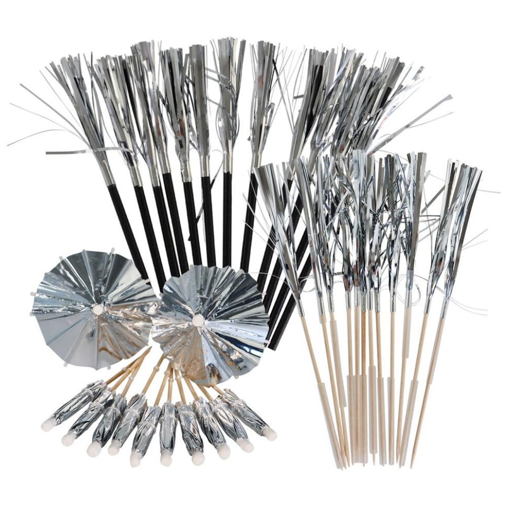 Pynt til drinks, sølv, 40 dele - Silvan