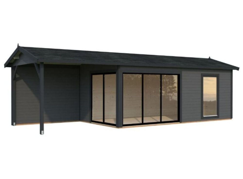 Havehus m/overdækning, Amanda, 24,9 m², mørke-/antracitgrå - Silvan