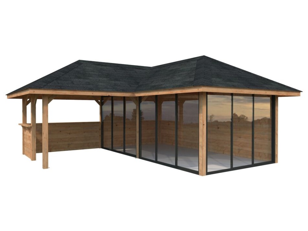 Havehus m/overdækning, Bianca 223, 24,9 m², brun - Silvan
