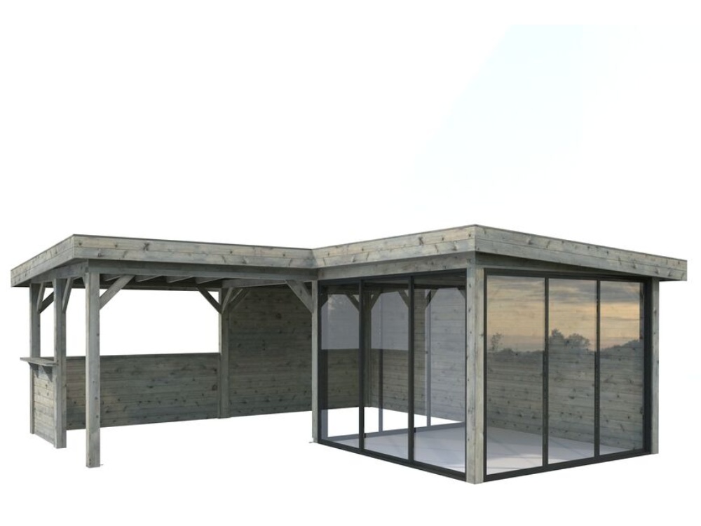 Havehus m/skydedør, Lenna 410, 24,9 m², grå - Silvan