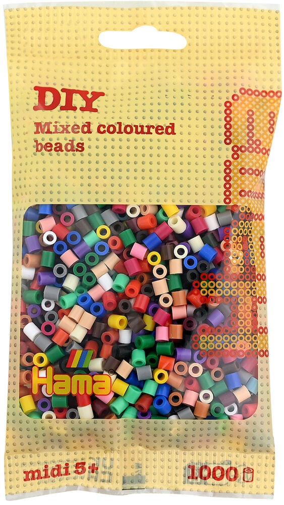 Hama, Perler, midi, mix 67, 1.000 stk. - Silvan