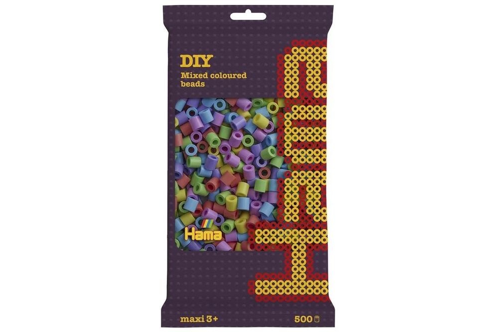 Hama, Perler, maxi, mix 50 (pastel), 500 stk. - Silvan