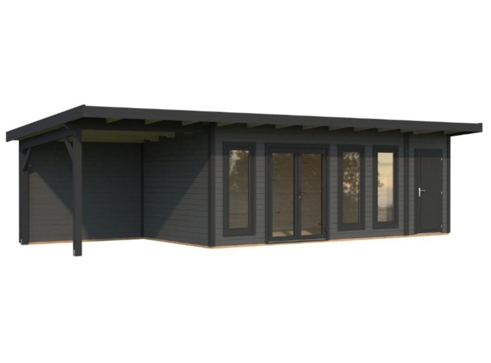 Havehus m/overdækning, Aurelia, 27,1 m², mørke-/antracitgrå - Silvan