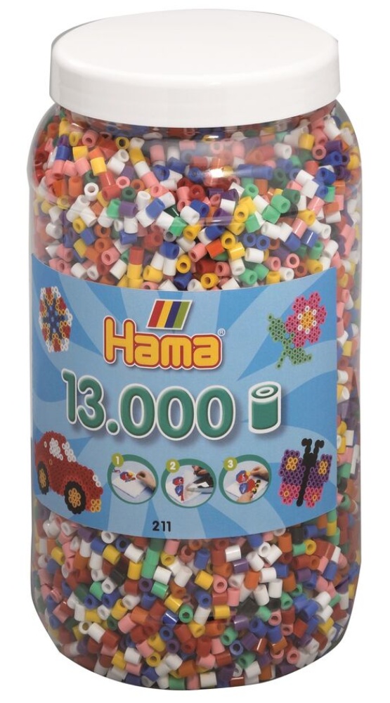 Hama, Perler i bøtte, midi, mix 00, 13.000 stk. - Silvan